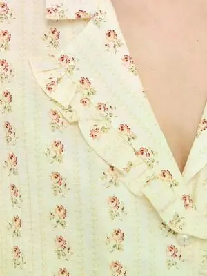 NOTES DU NORD Floral Shirt With Ruffle Trim