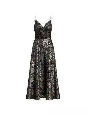 Ralph Lauren Henri Floral V-neck Midi Dress - Black