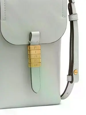 Pinko Lettering Leather Smartphone Bag - Grey