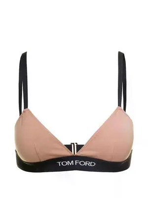 TOM FORD Logo-print Bra - Neutrals