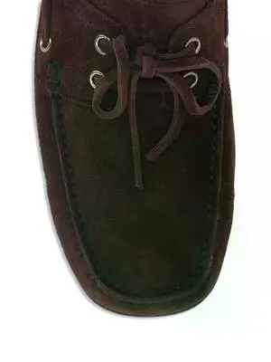 Valentino Garavani Lace-up Leather Boat Shoes - Brown