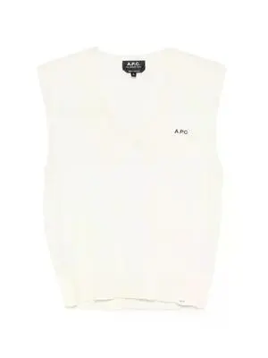 A.p.c. Logo Embroidered Vest - Neutrals