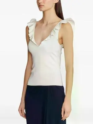 Ralph Lauren Ruffled V-neck Tank Top