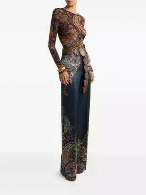 Etro Wide-leg Printed Trousers - Blue
