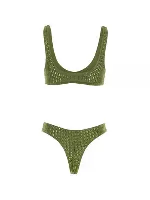 VENUJA Rhinestone-embellished Two-piece Bikini - Green