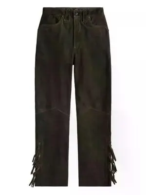 Ralph Lauren Fringed Leather Trousers - Black