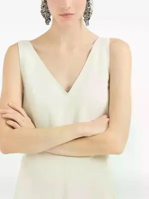 Brunello Cucinelli Mini V-neck Twill Dress - Neutrals