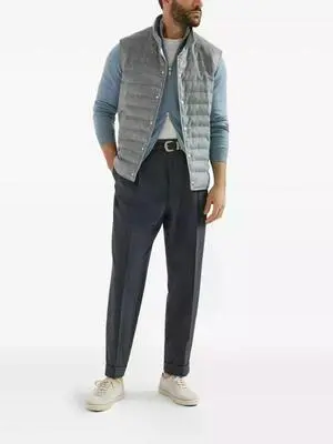 Brunello Cucinelli Flannel-textured Down Gilet - Grey