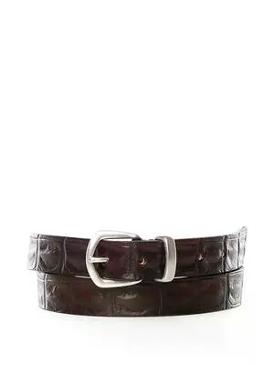 Eleventy Crocodile-effect Buckle Belt - Brown