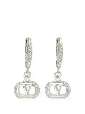 Valentino Garavani Logo-detail Hoop Earrings - Silver