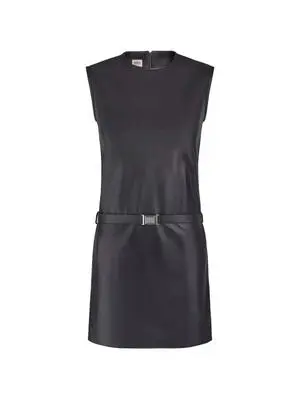TOD'S Belted Leather Mini Dress