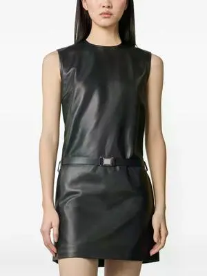 TOD'S Belted Leather Mini Dress