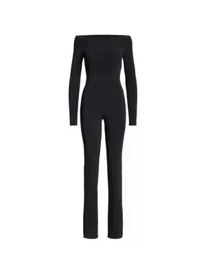 Ralph Lauren Off-shoulder Long-sleeve Jumpsuit - Black