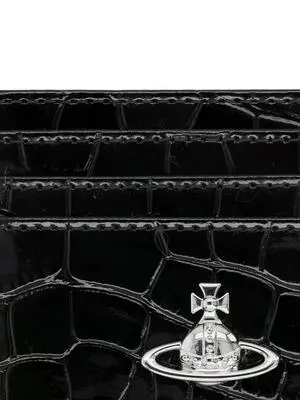 VIVIENNE WESTWOOD Crocodile-effect Orb Wallet - Black