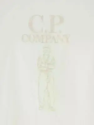 C.P. COMPANY Mercerized Jersey 30/2 Twisted Short-sleeve Logo T-shirt - Neutrals