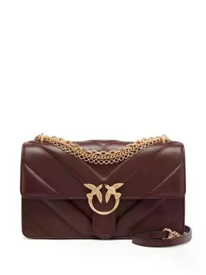 Pinko Medium Chevron Leather Shoulder Bag With Triple Chain