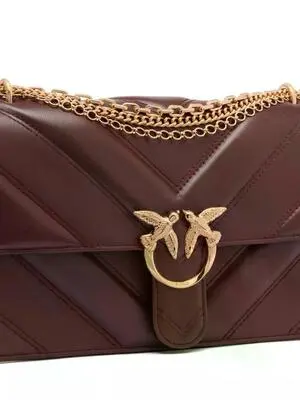 Pinko Medium Chevron Leather Shoulder Bag With Triple Chain