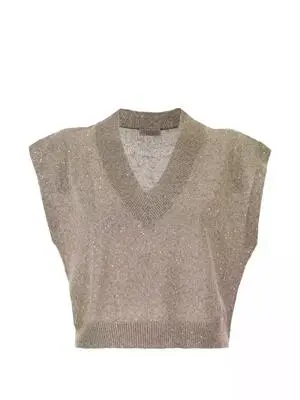 Brunello Cucinelli Sequined V-neck Top