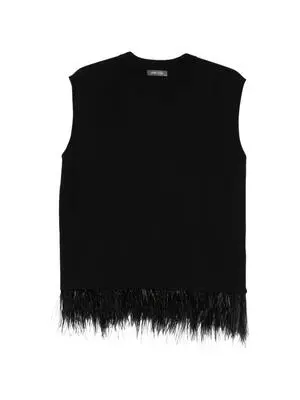 PHILO-SOFIE Feather-trimmed Vest - Black