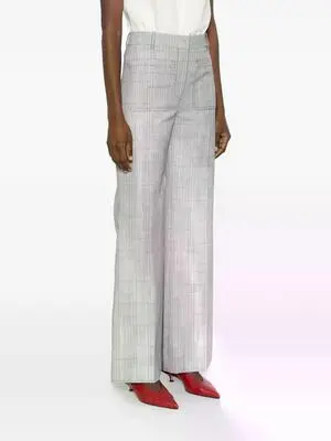 Victoria Beckham Checked Wide-leg Trousers - Grey
