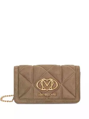 Moschino Quilted Cross Body Bag With Heart Motif - Neutrals