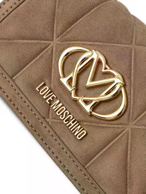 Moschino Quilted Cross Body Bag With Heart Motif - Neutrals