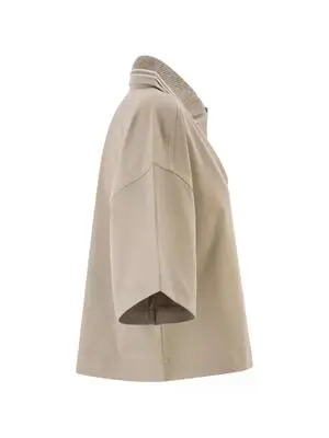 Brunello Cucinelli Techno Couture Fleece Polo Top - Neutrals