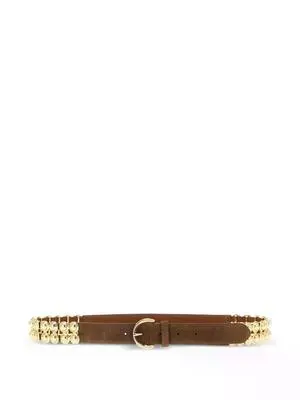Pinko Studded Buckle Leather Belt - Brown
