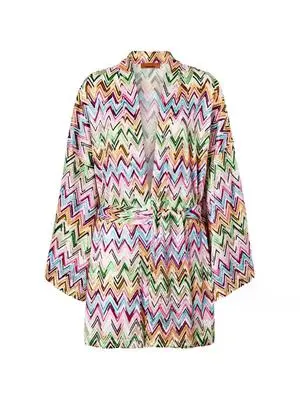 Missoni Patterned Belted Beachwear Cover-up - White