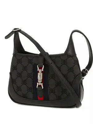 Gucci 2020s X Balenciaga Jackie Logo Shoulder Bag - Black