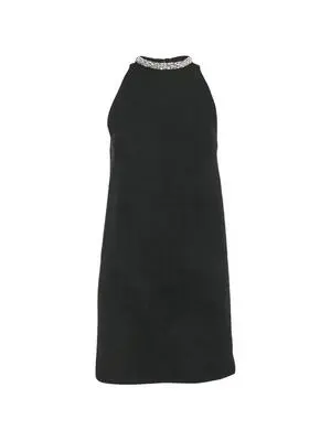 Sandro Tweed Mini Dress With Crystal Embellishments - Black