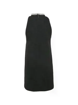 Sandro Tweed Mini Dress With Crystal Embellishments - Black