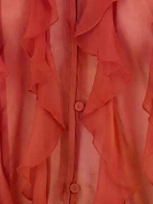 Momoni Ruffled Buttoned Top - Red