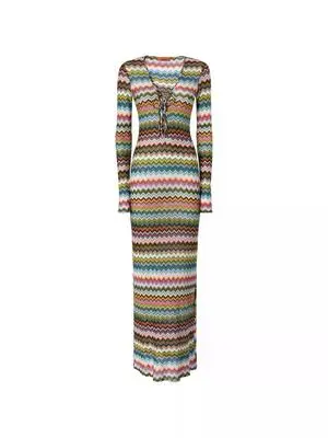 Missoni Chevron-pattern Tie Beach Dress - Blue