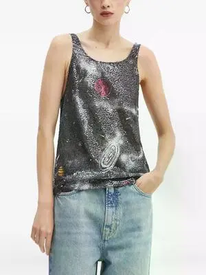 Moschino Sequin Embellished Graphic Tank Top