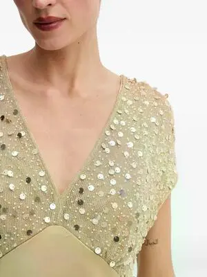 NEVER FULLY DRESSED Sequin V-neck Maxi Dress