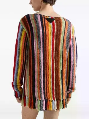 Prada Fringed Boat-neck Sweater