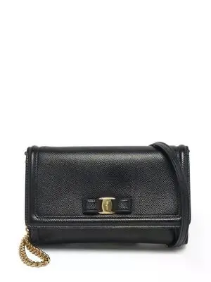 FERRAGAMO Vara Bow Leather Clutch - Black