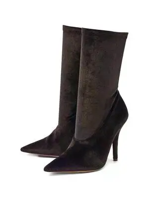 ADIDAS X YEEZY Velvet Pointed Toe Stiletto Heel Boots