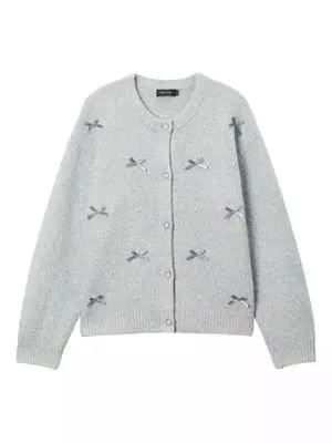 TOUT A COUP Bow-embellished Cardigan - Grey