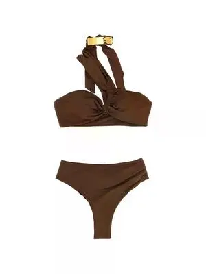 Elisabetta Franchi Tie Jewel Bikini - Brown