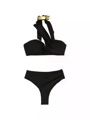 Elisabetta Franchi Jewelled One-shoulder Bikini - Black