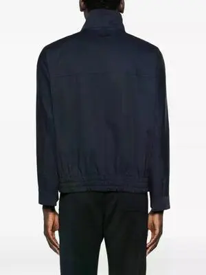 LARDINI Elasticated Hem Bomber Jacket - Blue