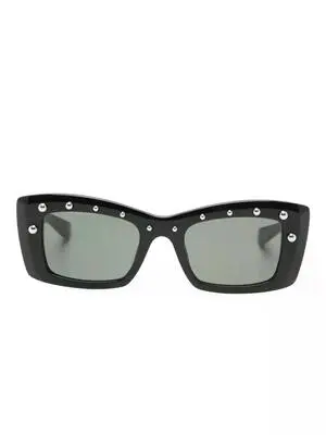 Alexander McQueen Studded Rectangle-frame Sunglasses - Black