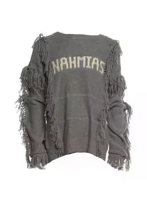 NAHMIAS Crew-neck Fringed Distressed Sweater - Grey