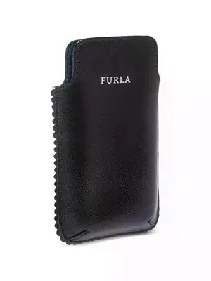 Furla Scalloped Leather Phone Case - Black
