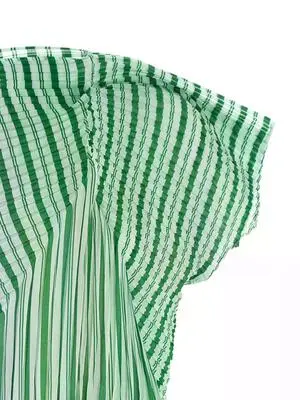 Issey Miyake Stripes Pleated Top - Green