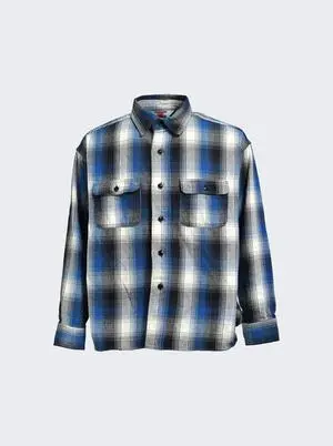 SAINT MXXXXXX X Berberjin Plaid Flannel Shirt - Blue