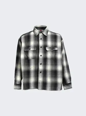 SAINT MXXXXXX X Berberjin Plaid Flannel Shirt Grey - Black