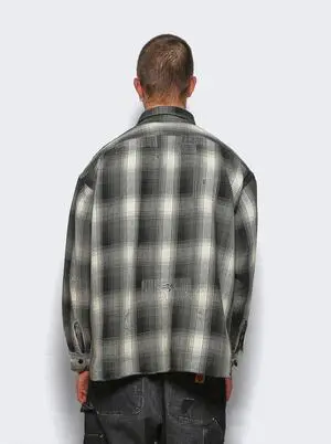 SAINT MXXXXXX X Berberjin Plaid Flannel Shirt Grey